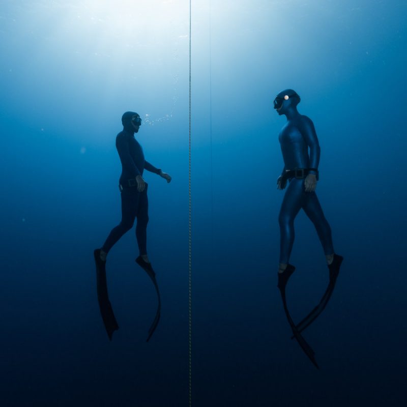 Typical setup for competitive freediving - DiveBud